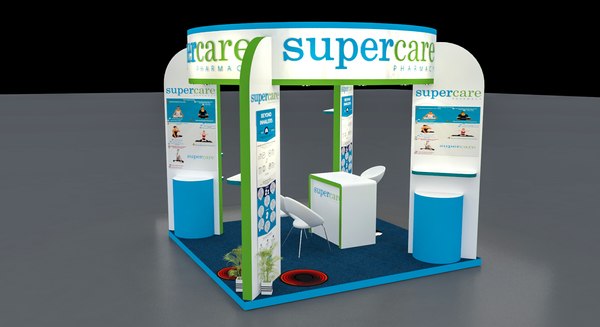 3D 3X3 STAND WITH PRODUCT DISPLAY model - TurboSquid 1781110
