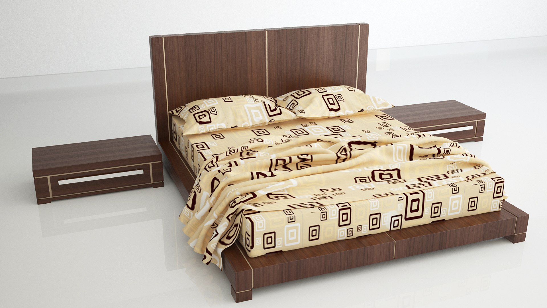 bed bedroom set 3d dxf