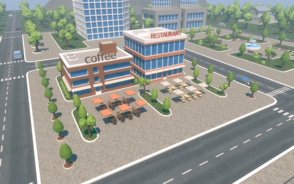 3D model Low Poly Mini city - TurboSquid 1741869