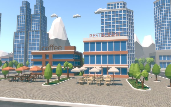 3D model Low Poly Mini city - TurboSquid 1741869