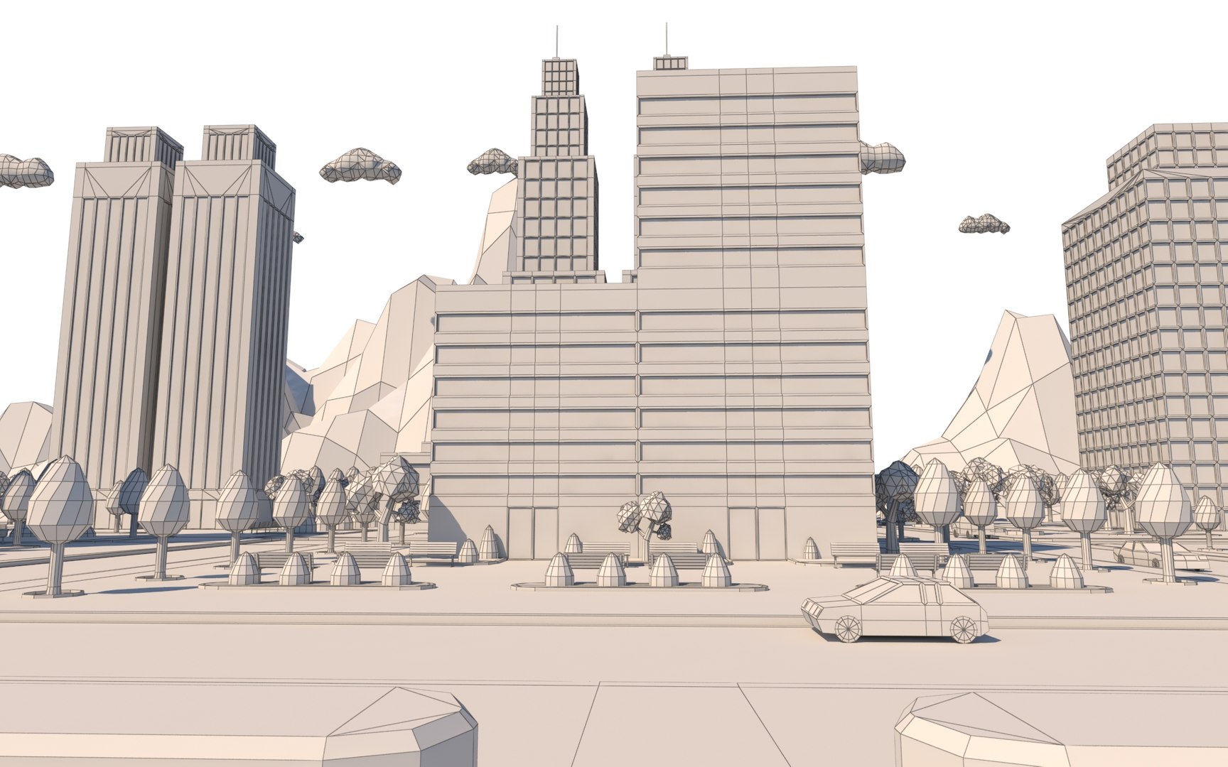 3D model Low Poly Mini city - TurboSquid 1741869