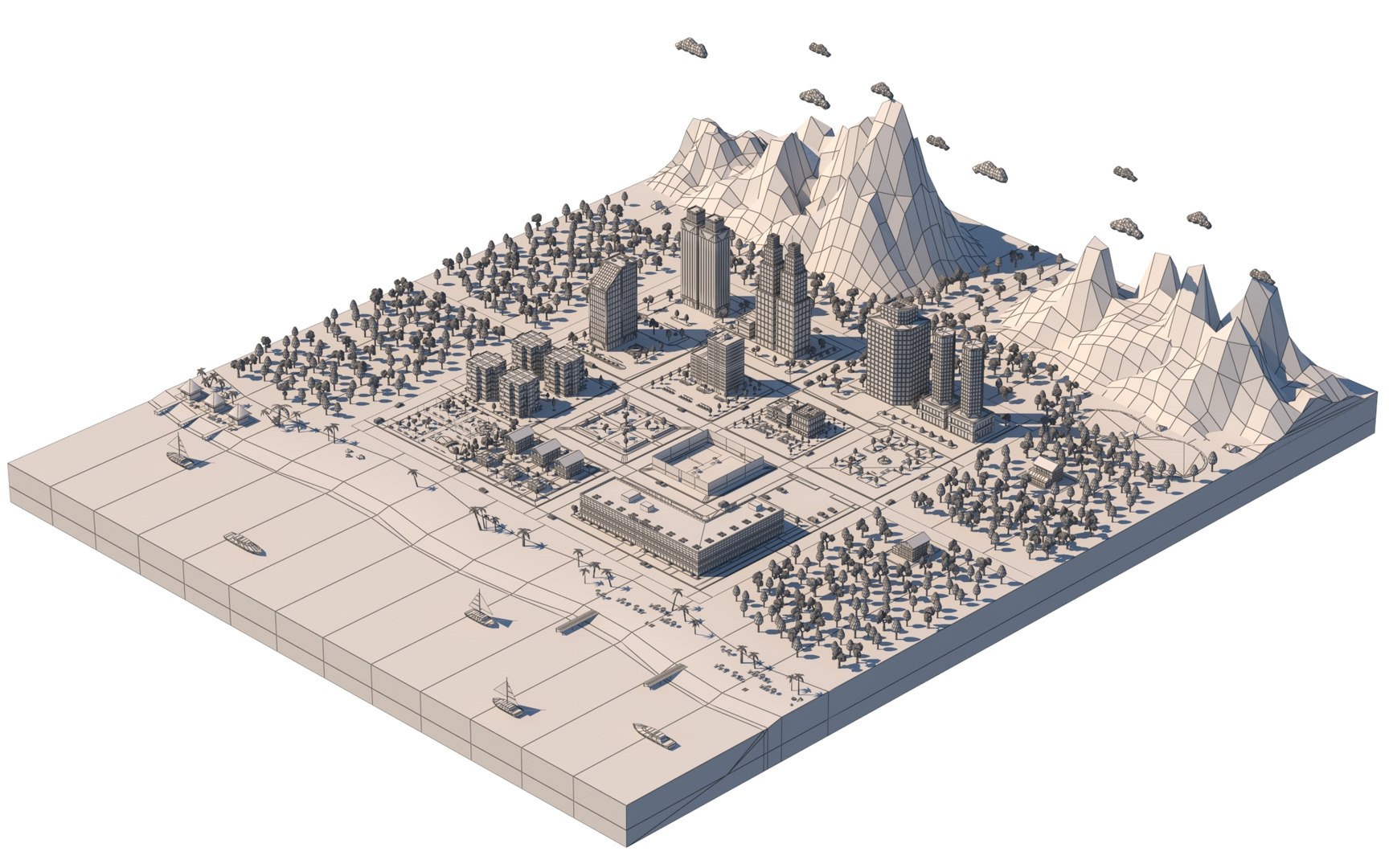 3D Model Low Poly Mini City - TurboSquid 1741869