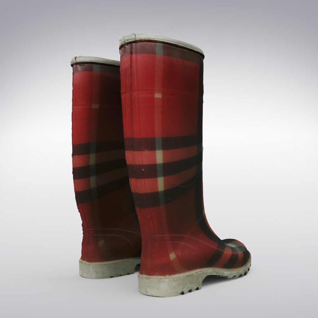 3d Model Of Checkered Rain Boots Scanning