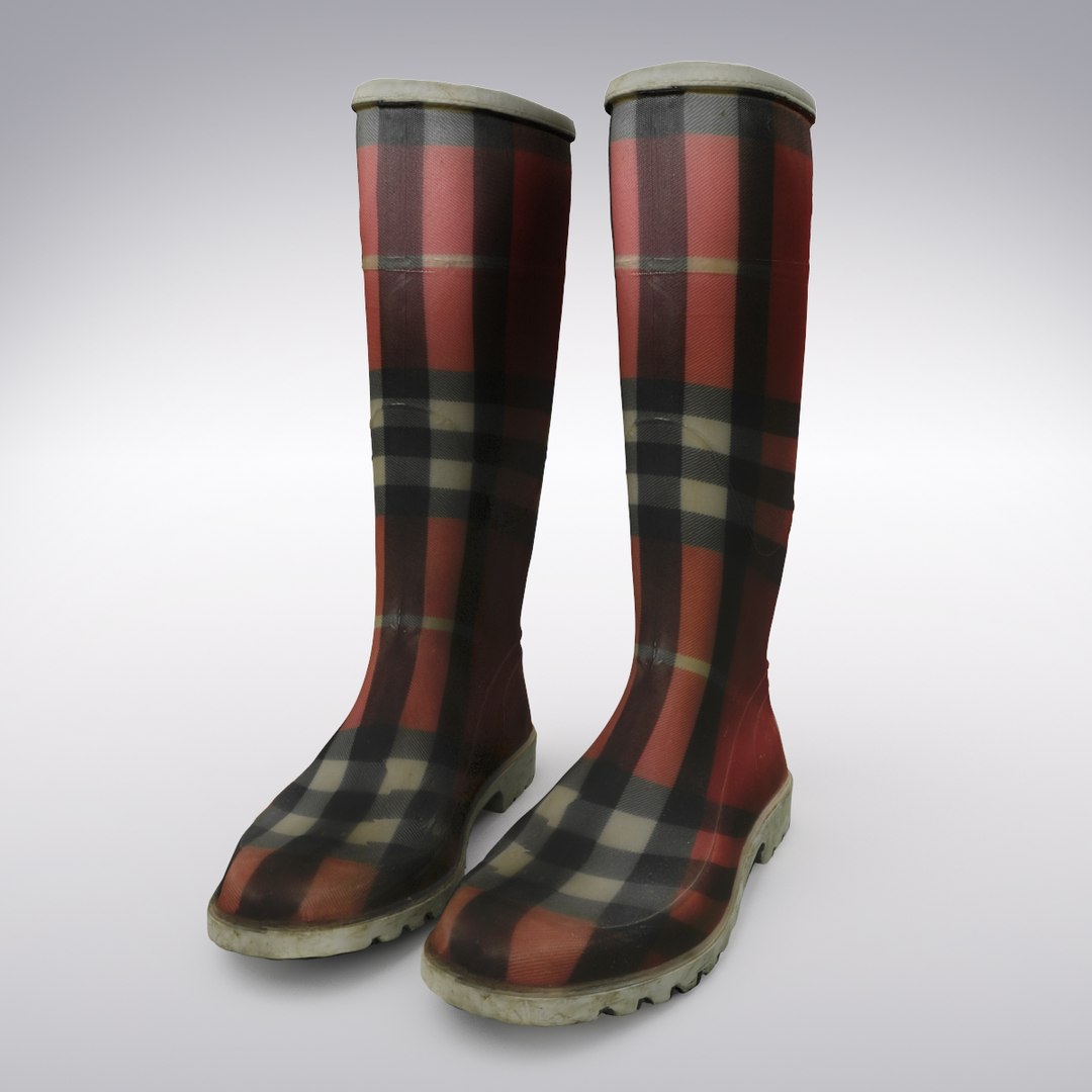 3d Model Of Checkered Rain Boots Scanning
