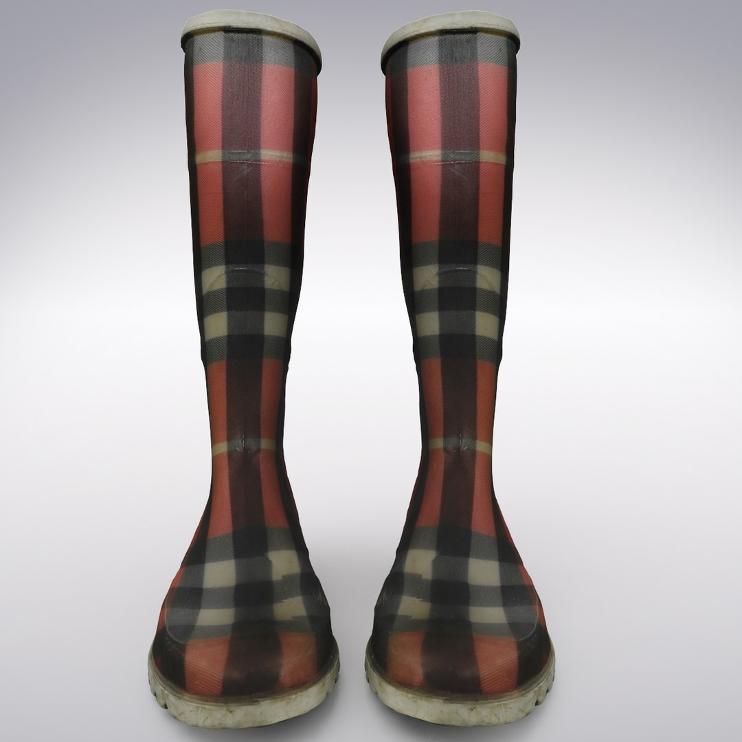 3d Model Of Checkered Rain Boots Scanning