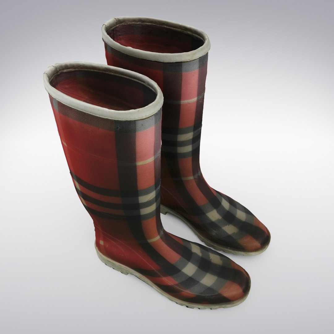 3d Model Of Checkered Rain Boots Scanning