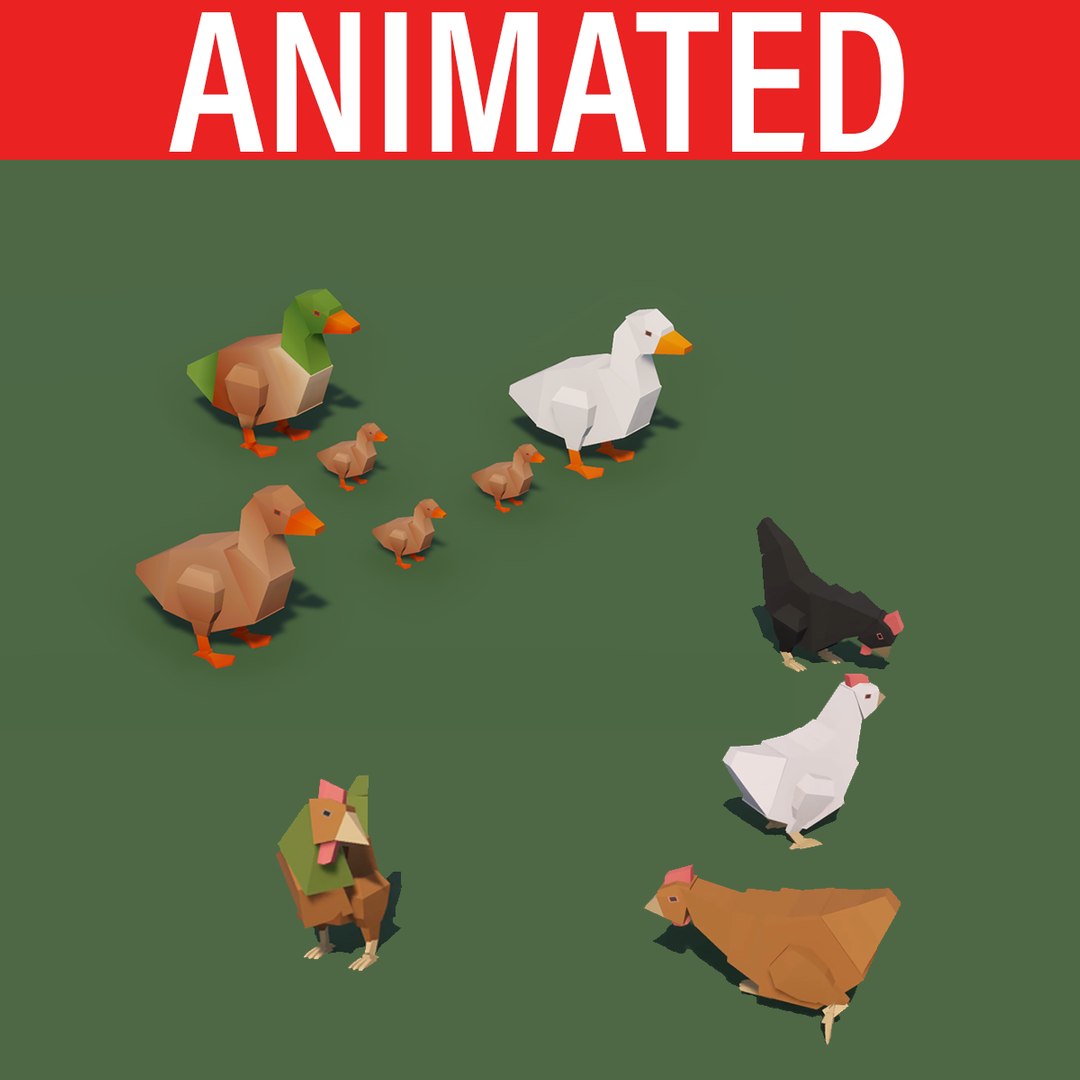 3D Chickens and Ducks - Animated 3D LOW POLY - TurboSquid 2099139