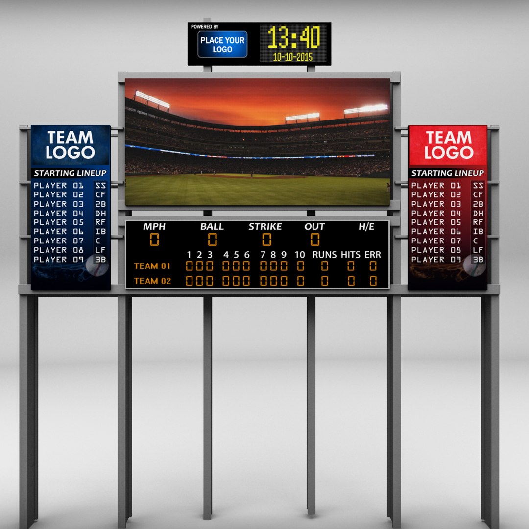 3d Model Stadium Baseball Score Board