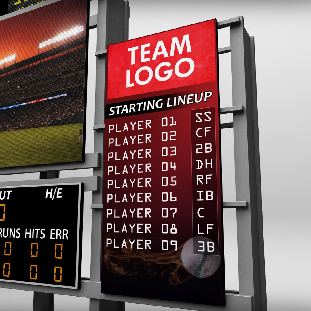 3d Model Stadium Baseball Score Board