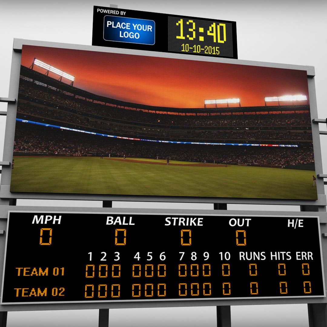 3d Model Stadium Baseball Score Board