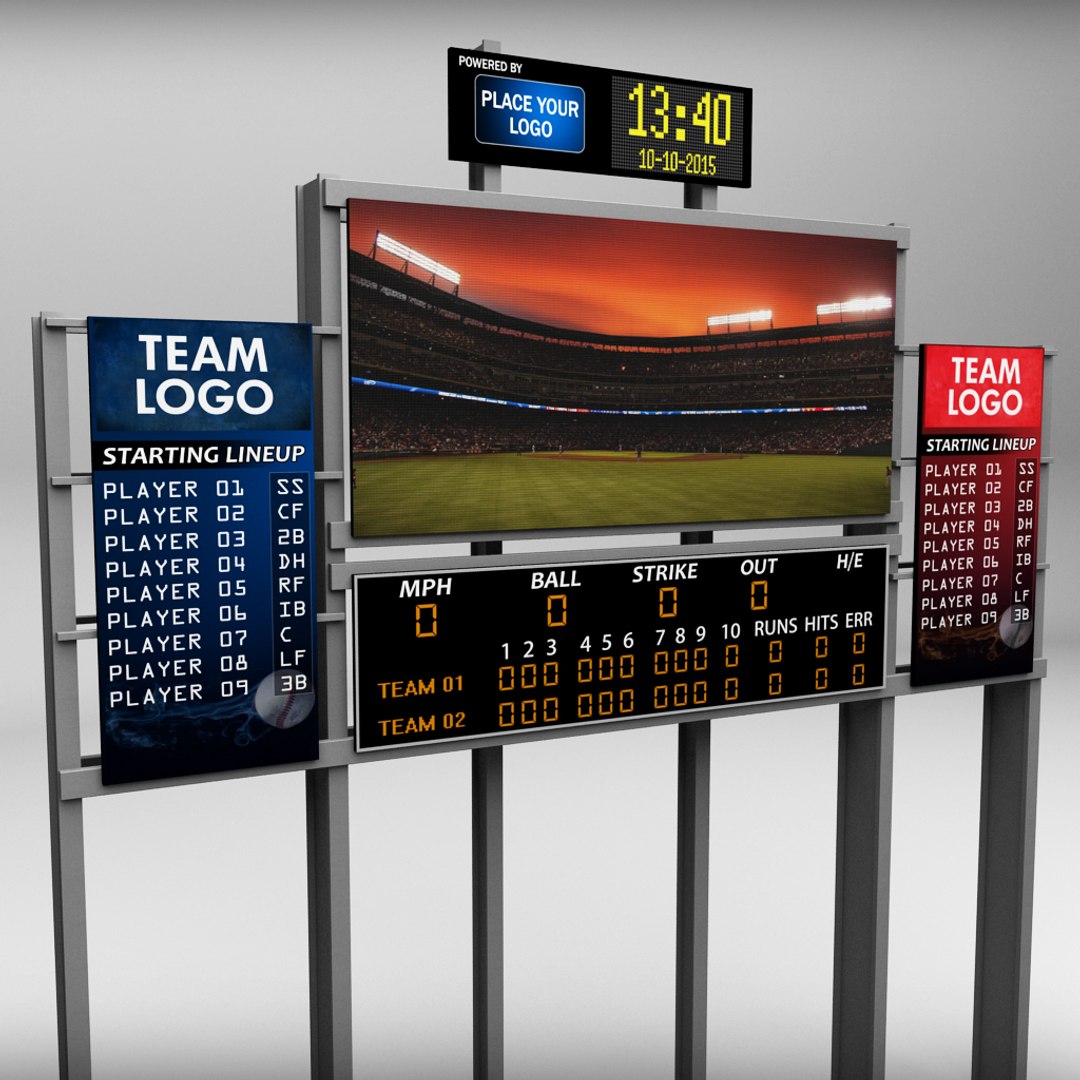 3d Model Stadium Baseball Score Board