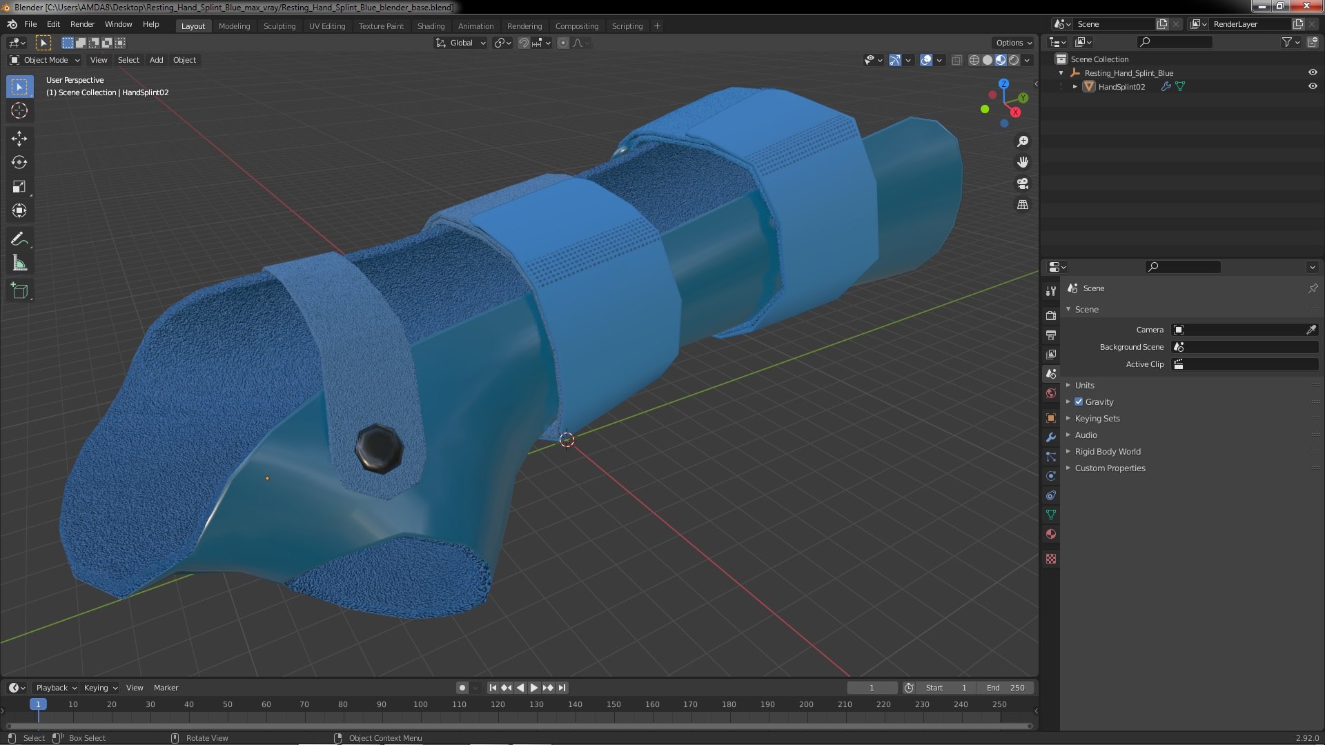 Resting Hand Splint Blue Model - TurboSquid 2123569