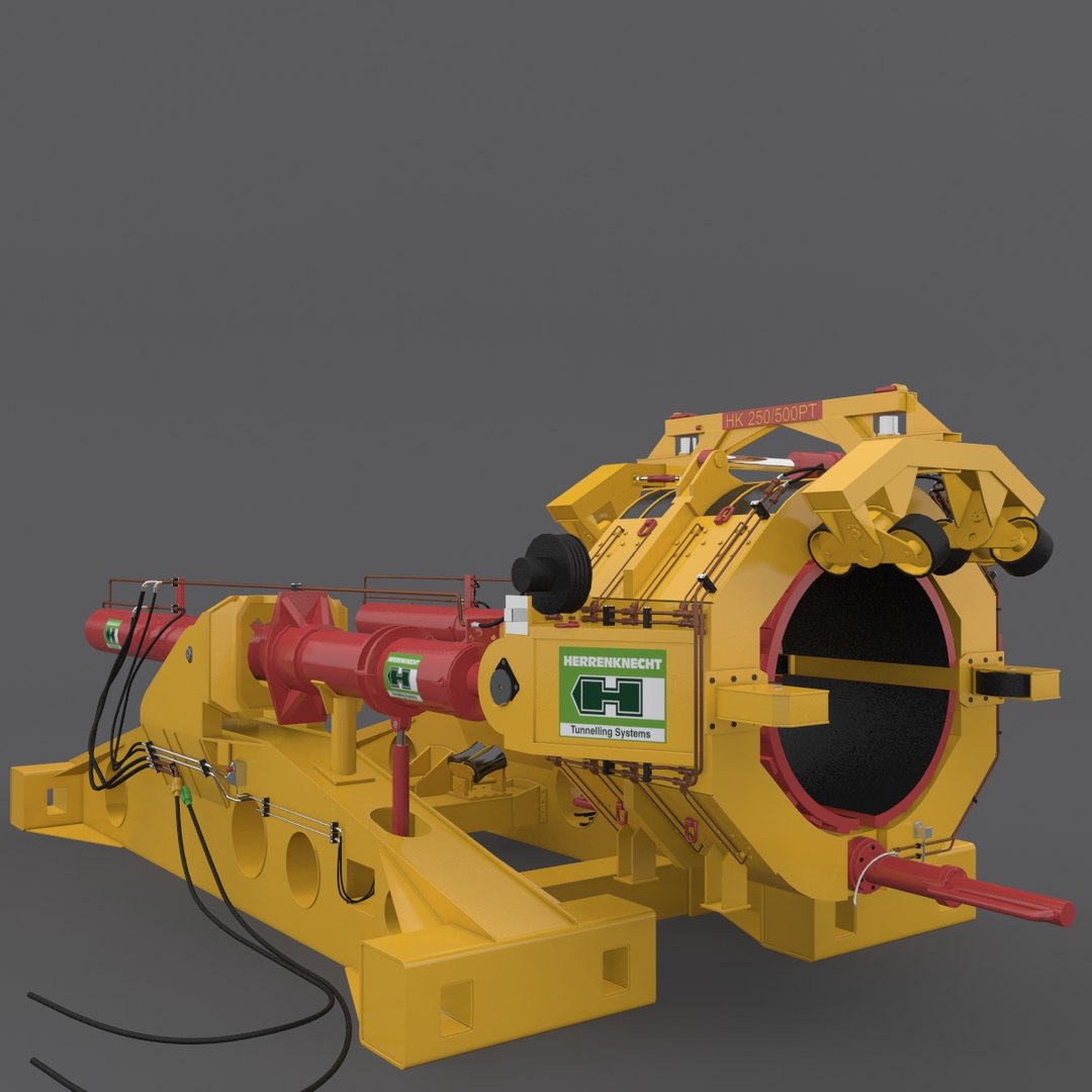 Herrenknecht Pipe Thruster Rigged 3d Model