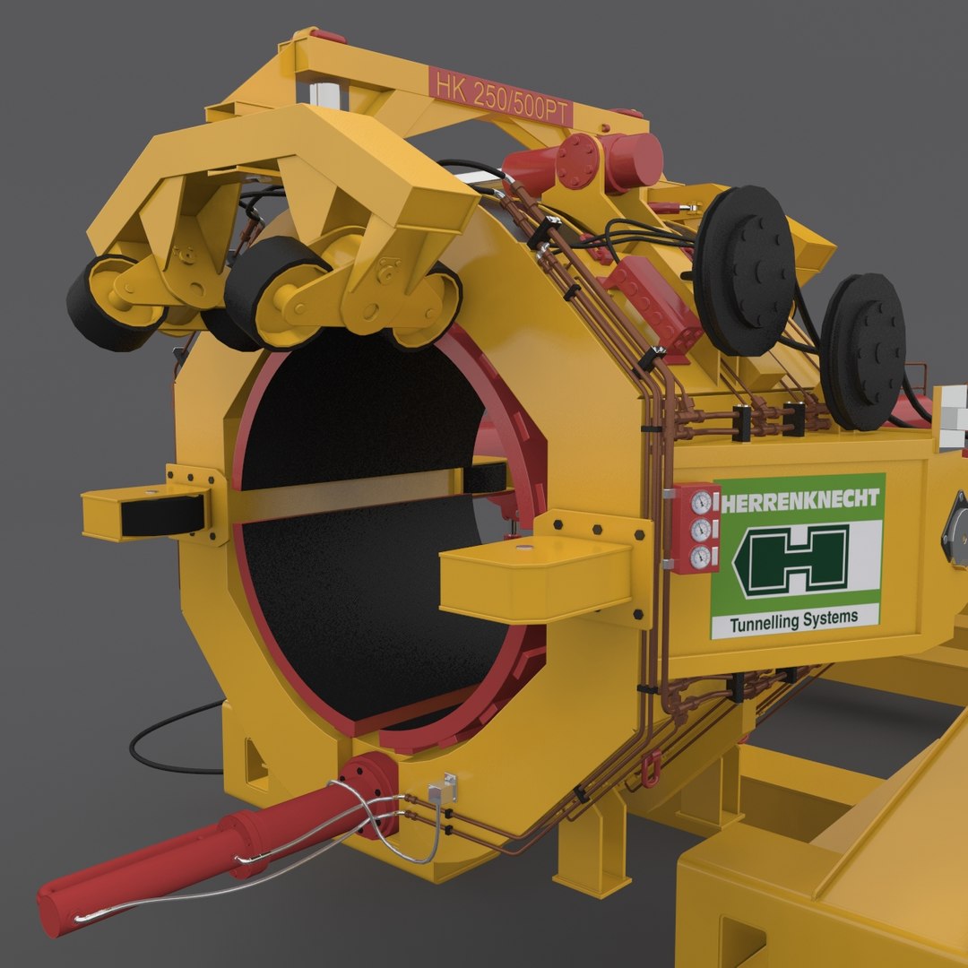 Herrenknecht Pipe Thruster Rigged 3d Model