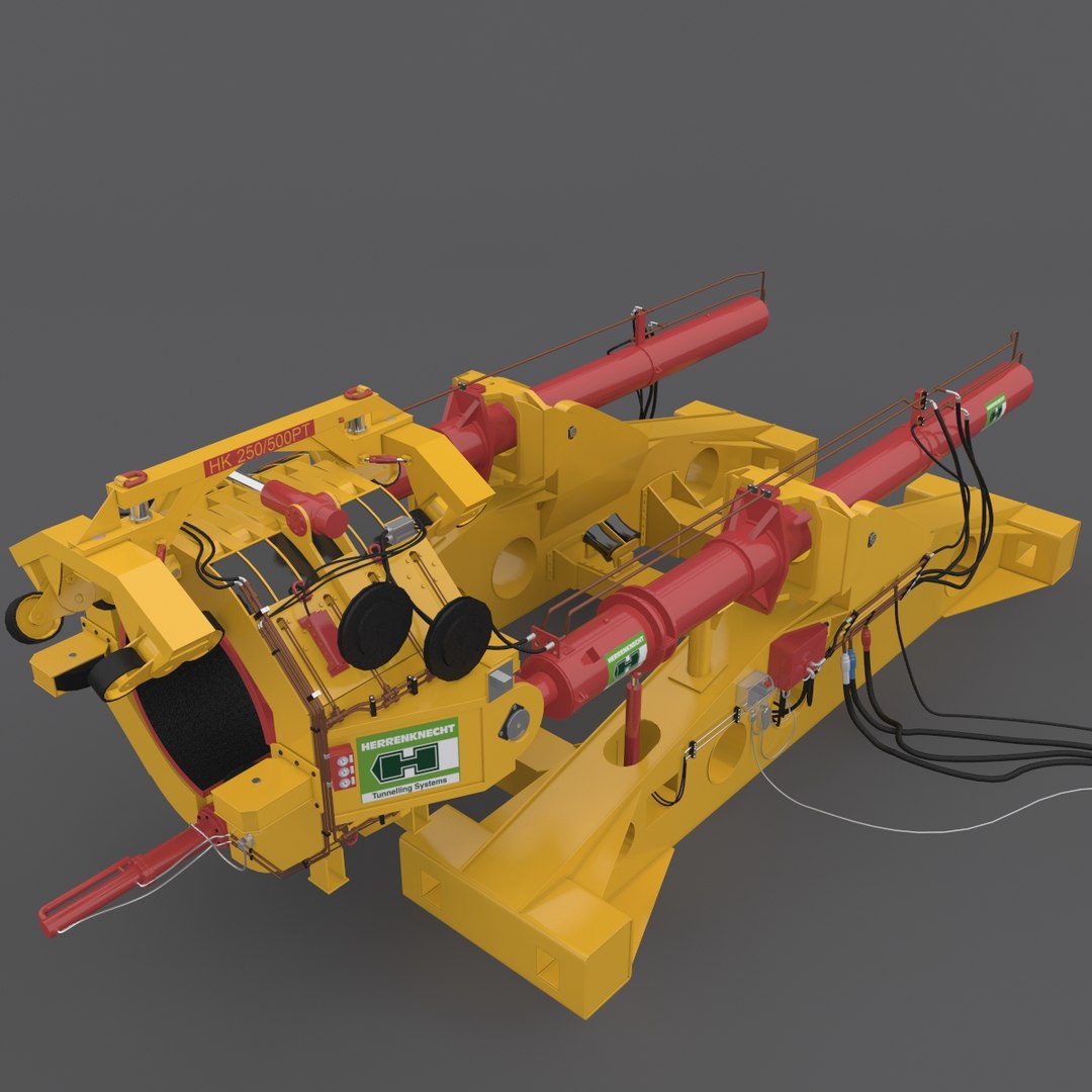 Herrenknecht Pipe Thruster Rigged 3d Model