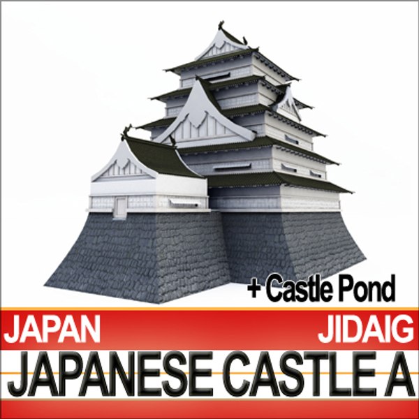 3d japanese fortified town walls