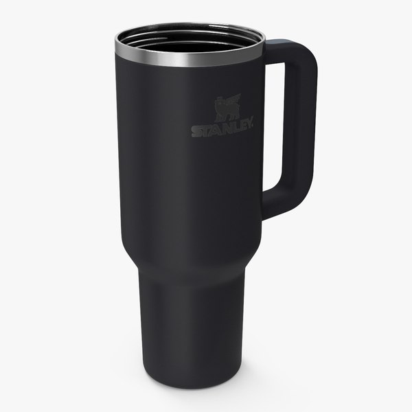 modelo 3d Taza de viaje con aislamiento Stanley negra abierta ...