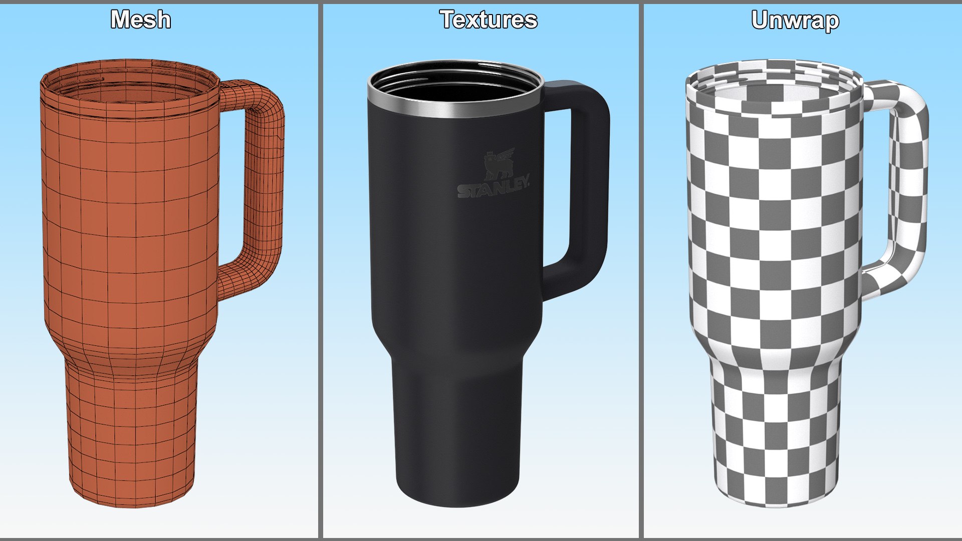 Stanley Insulated Travel Mug Black Open 3D Model - TurboSquid 2231259
