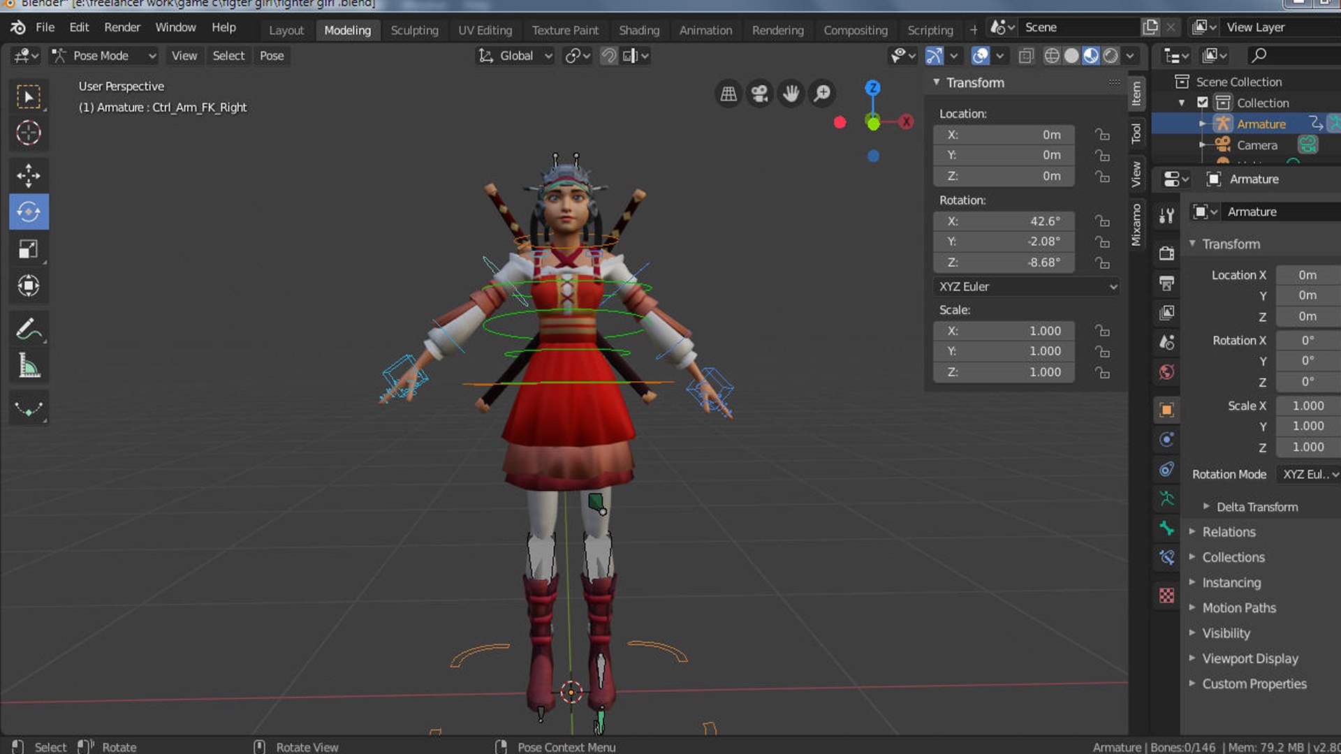 3D Game model fighter girl - TurboSquid 1922153