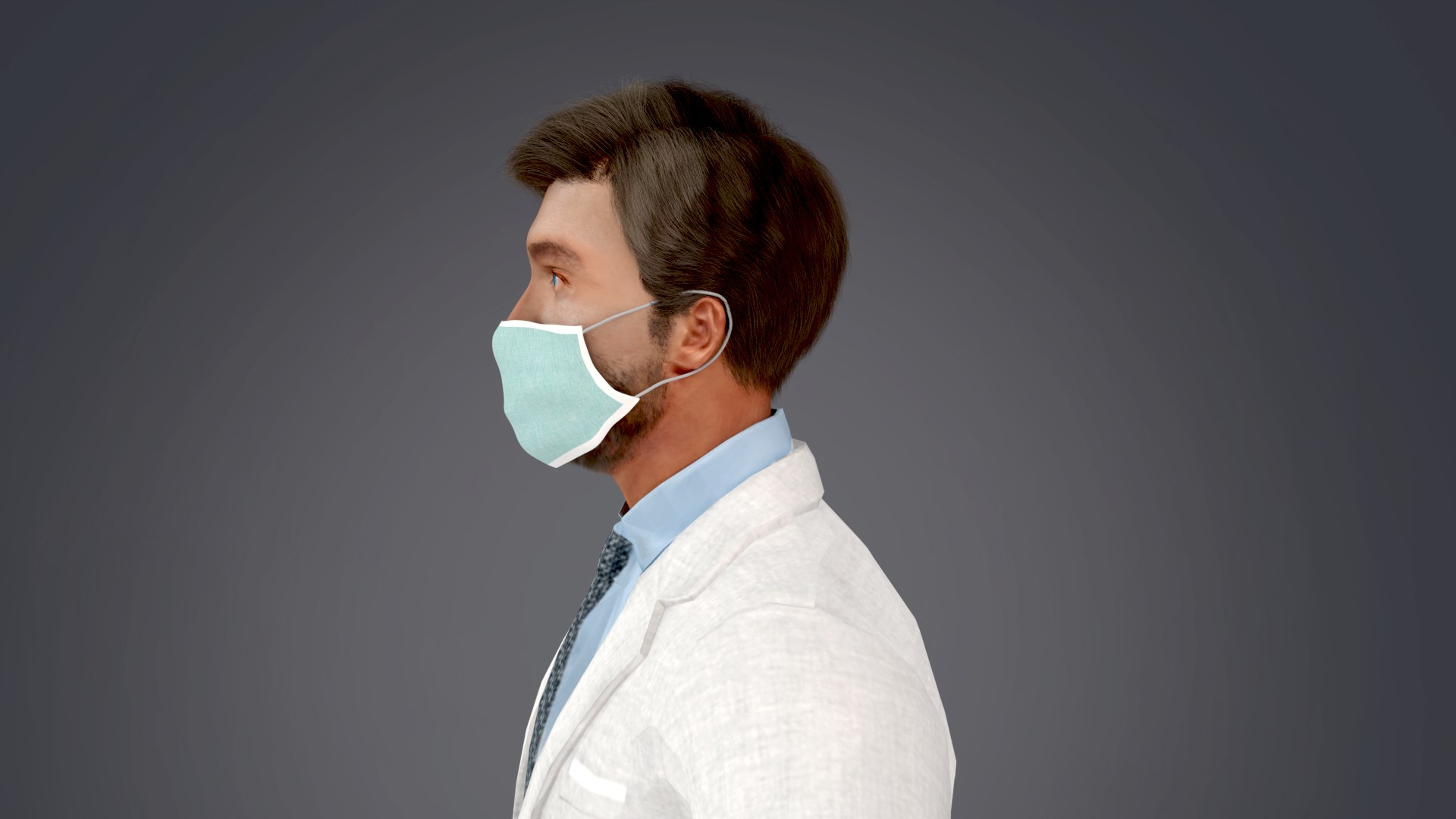 Fur American White Suit Man With Face Mask Rigged 3D model - TurboSquid ...