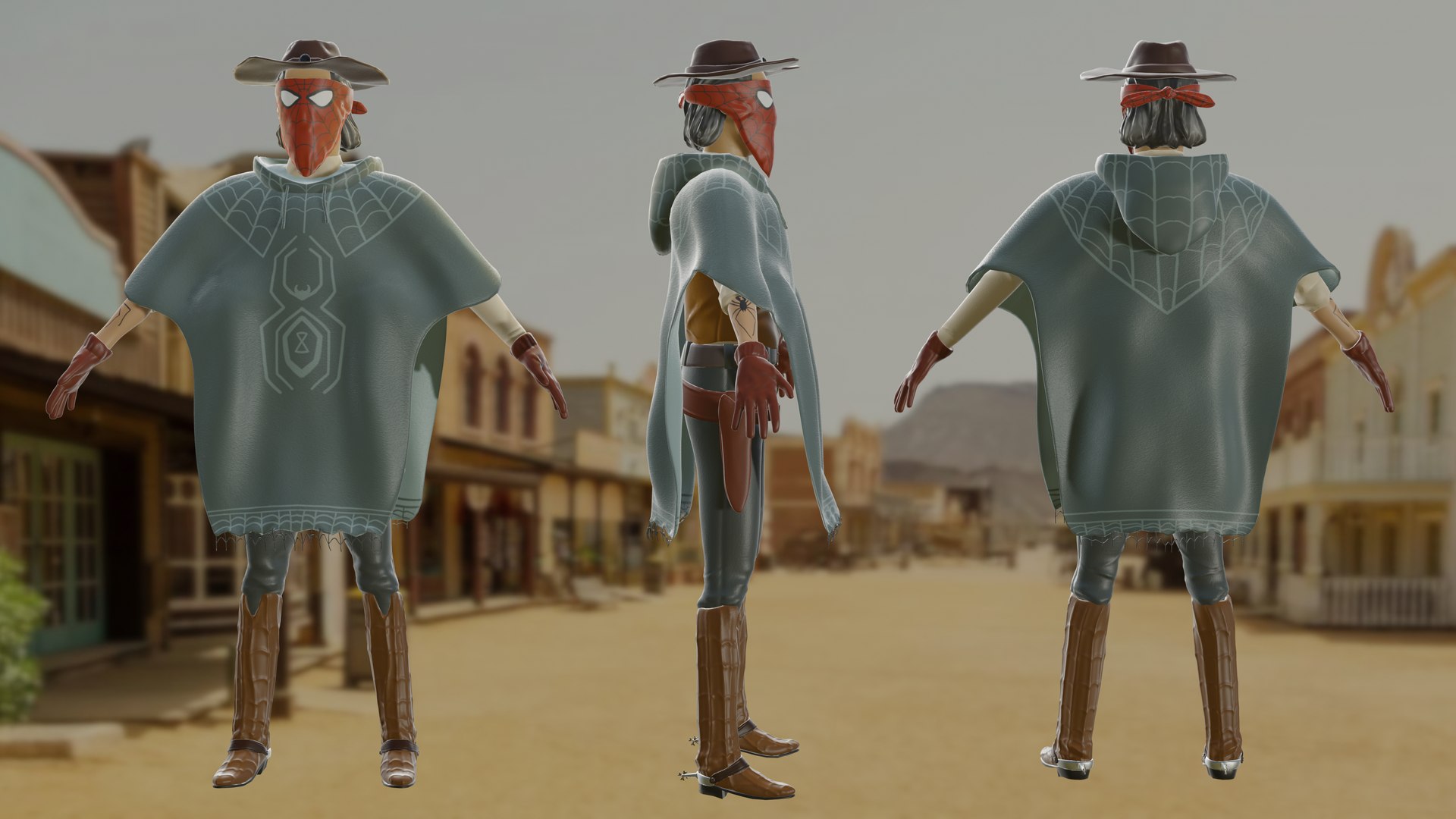 3D Web Slinger Across the Spider-verse Cowboy Spider-Man model ...