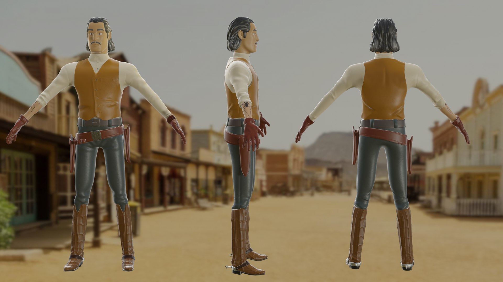 3D Web Slinger Across the Spider-verse Cowboy Spider-Man model ...