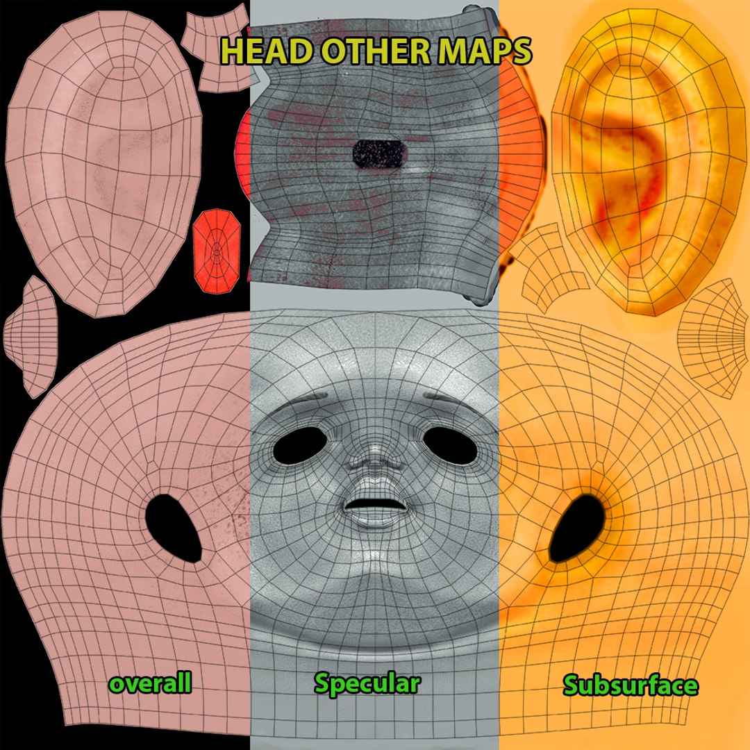 3d model cartoon female head