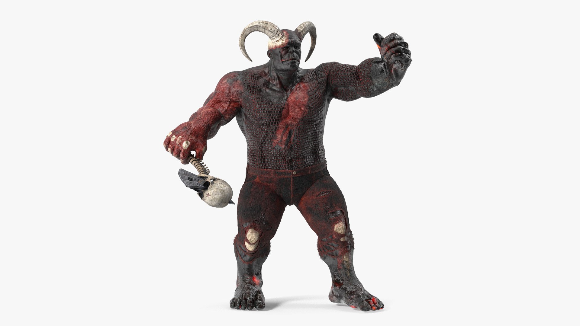 3D Demon Character With Hellish Hatchet Rigged - TurboSquid 2456483