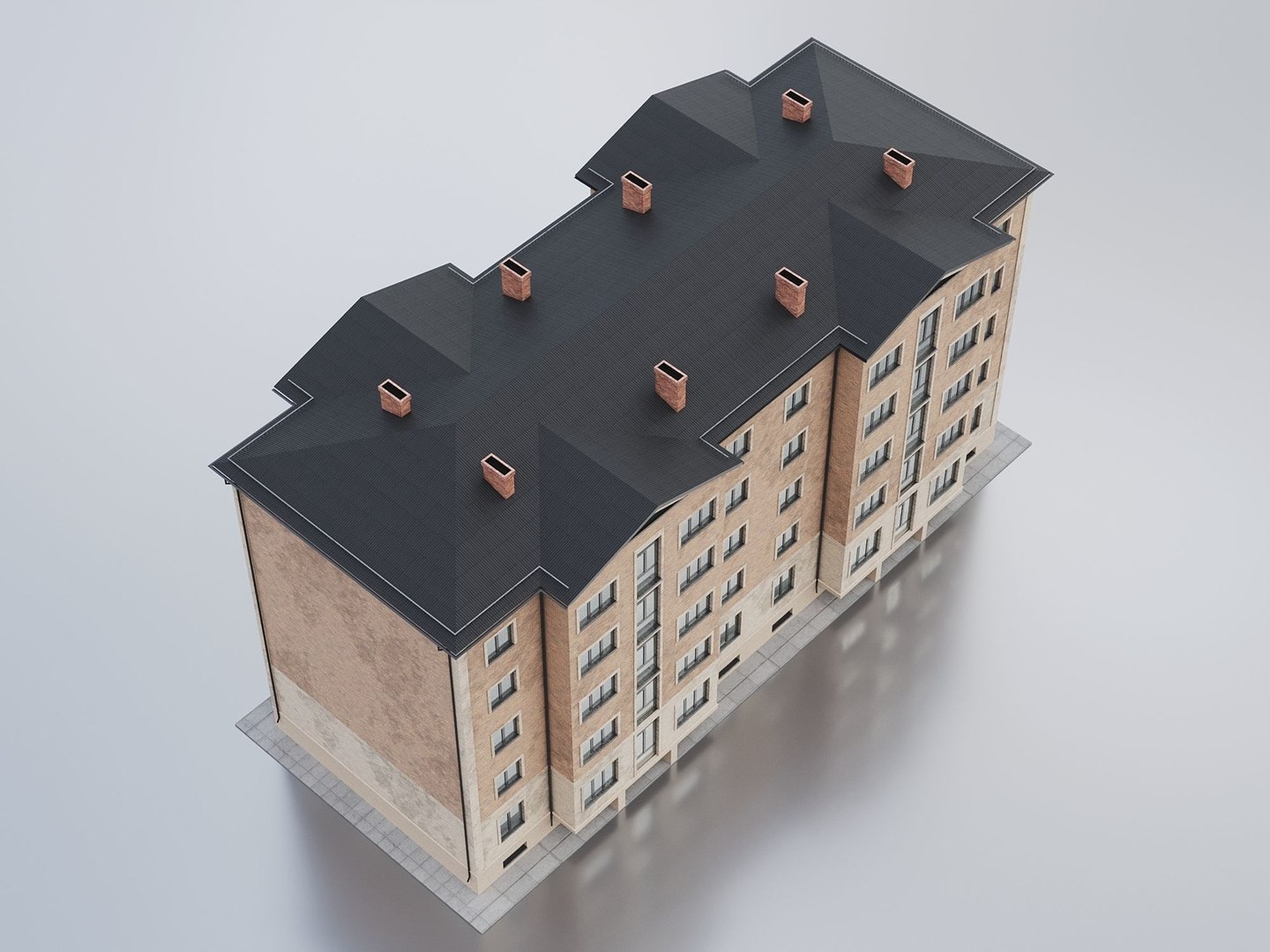 Brick Residential Building 011 3D Model - TurboSquid 2153811
