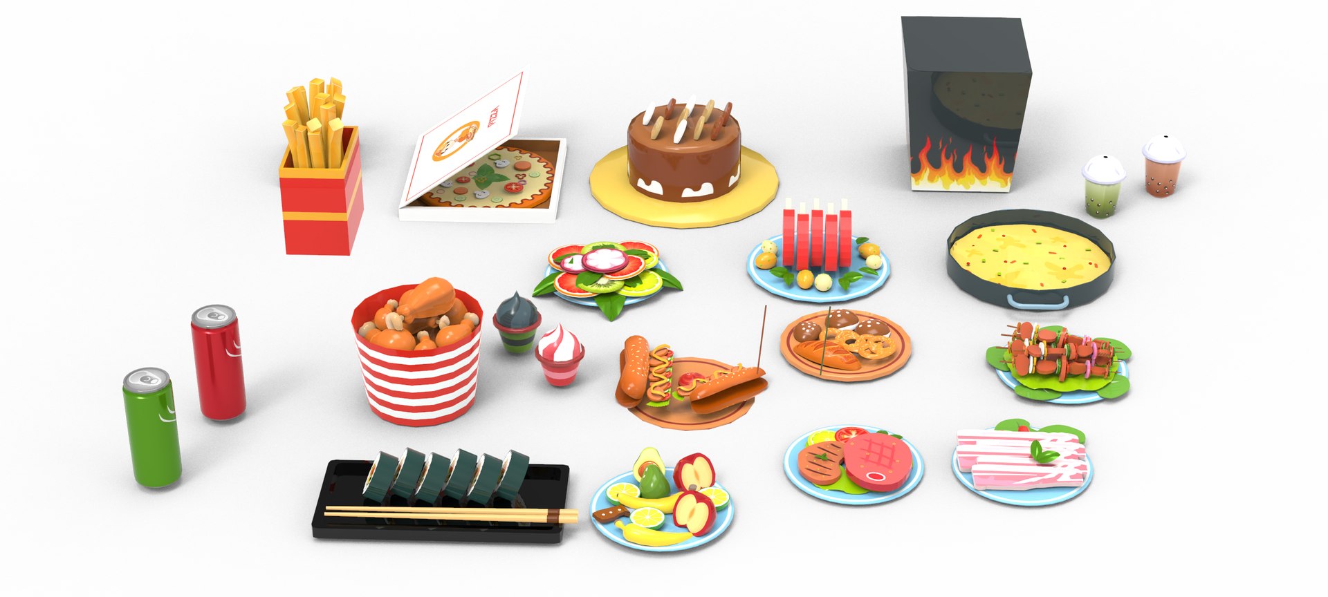 3D Cartoon Food Collection 02 Model - TurboSquid 1870638