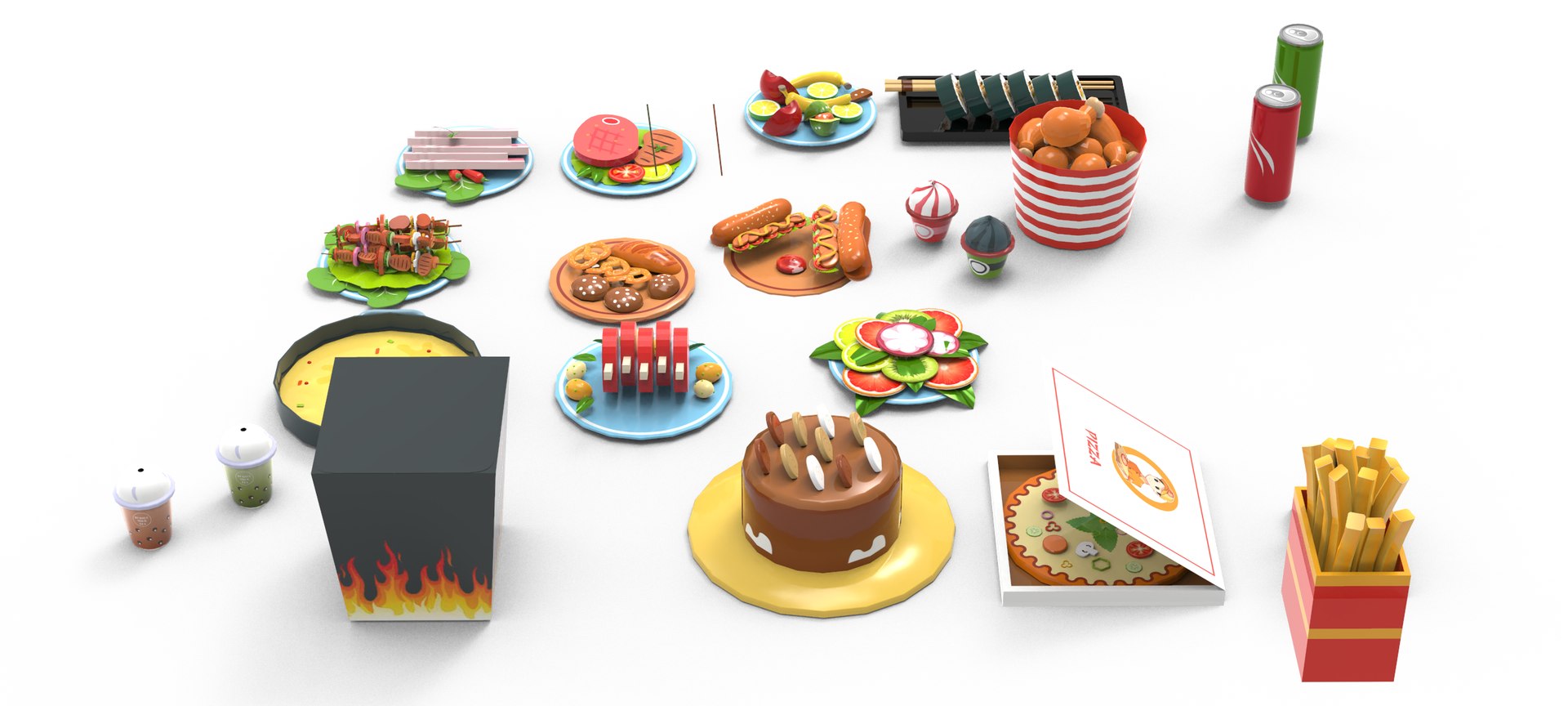 3D Cartoon Food Collection 02 Model - TurboSquid 1870638