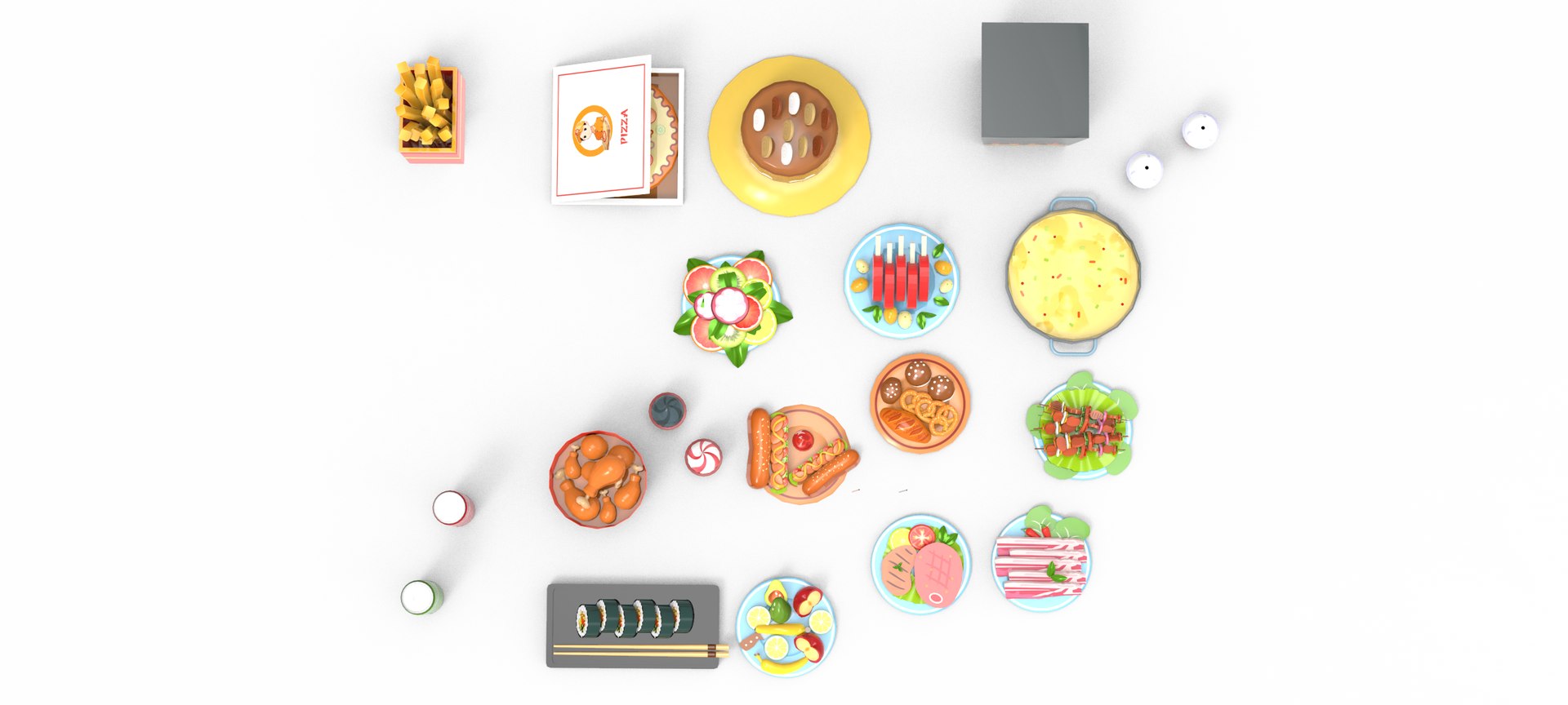 3D Cartoon Food Collection 02 Model - TurboSquid 1870638