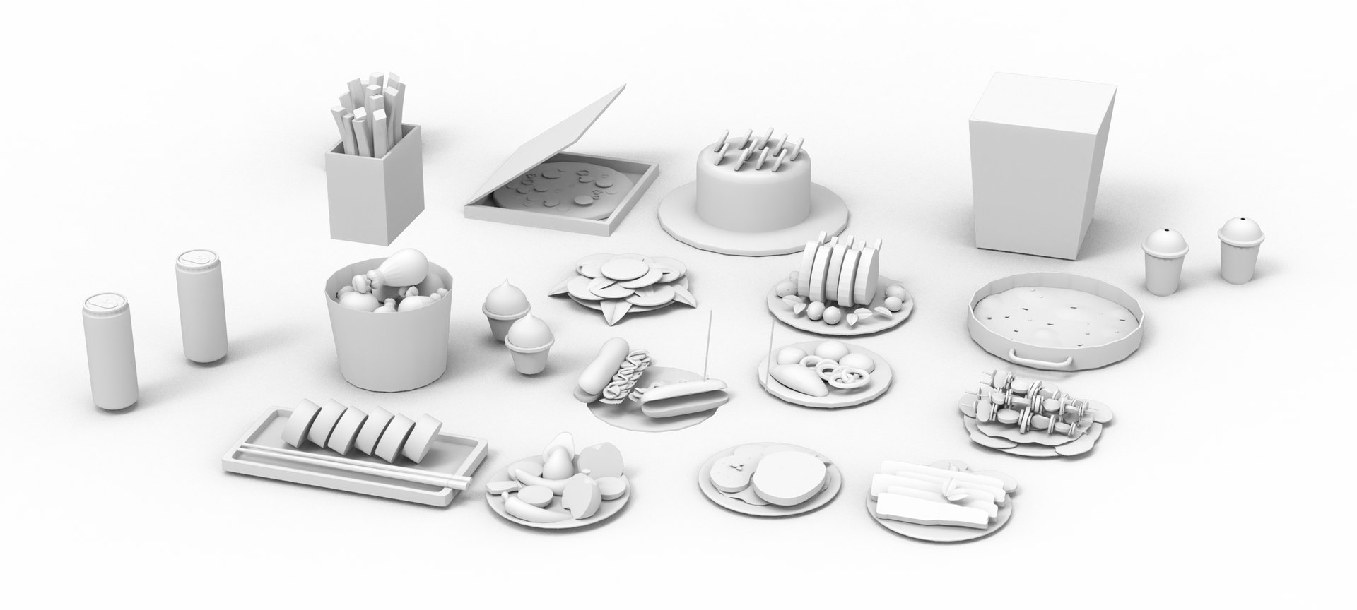 3D Cartoon Food Collection 02 Model - TurboSquid 1870638