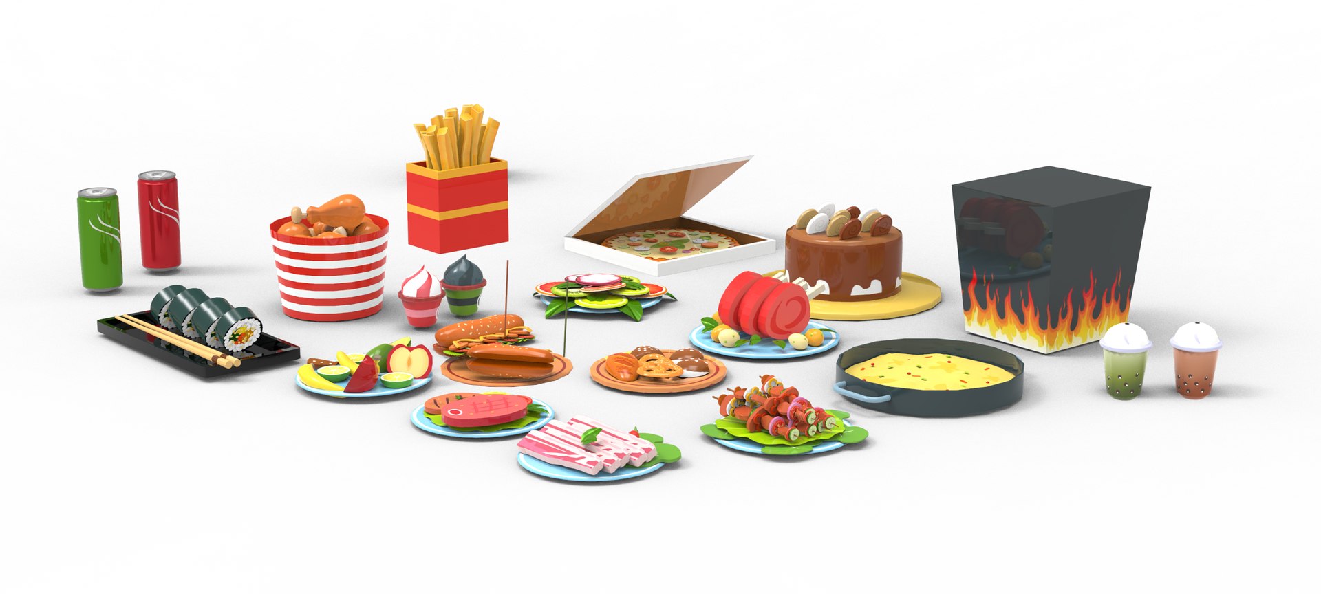 3D Cartoon Food Collection 02 Model - TurboSquid 1870638