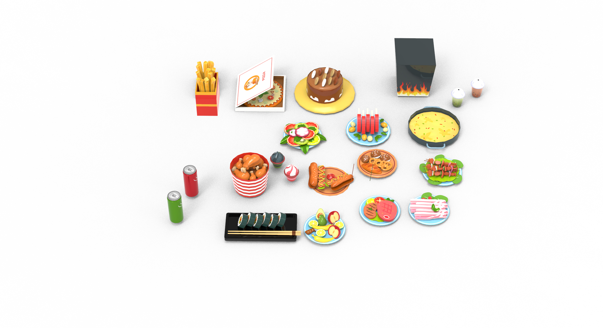 3D Cartoon Food Collection 02 Model - TurboSquid 1870638