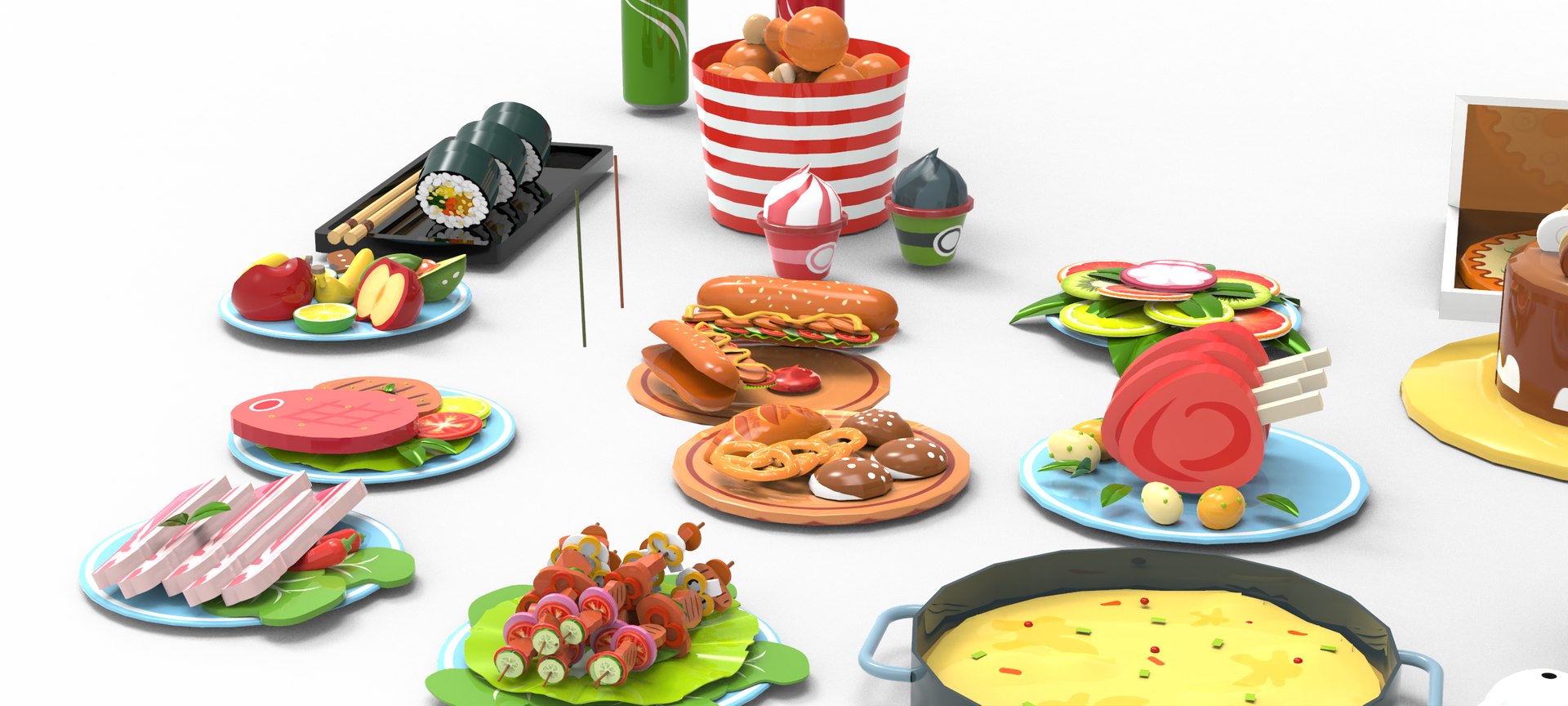 3D Cartoon Food Collection 02 Model - TurboSquid 1870638