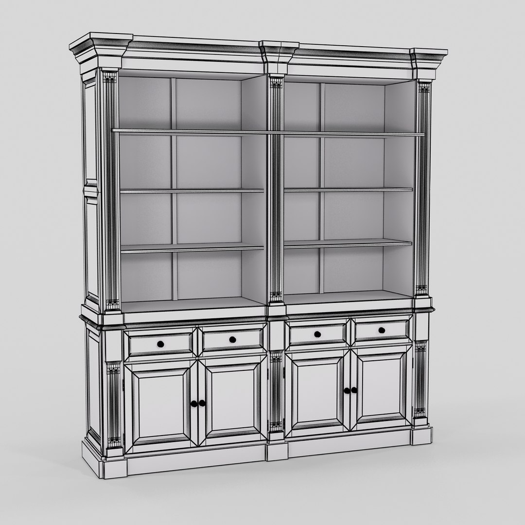 classic bookcase 3d model