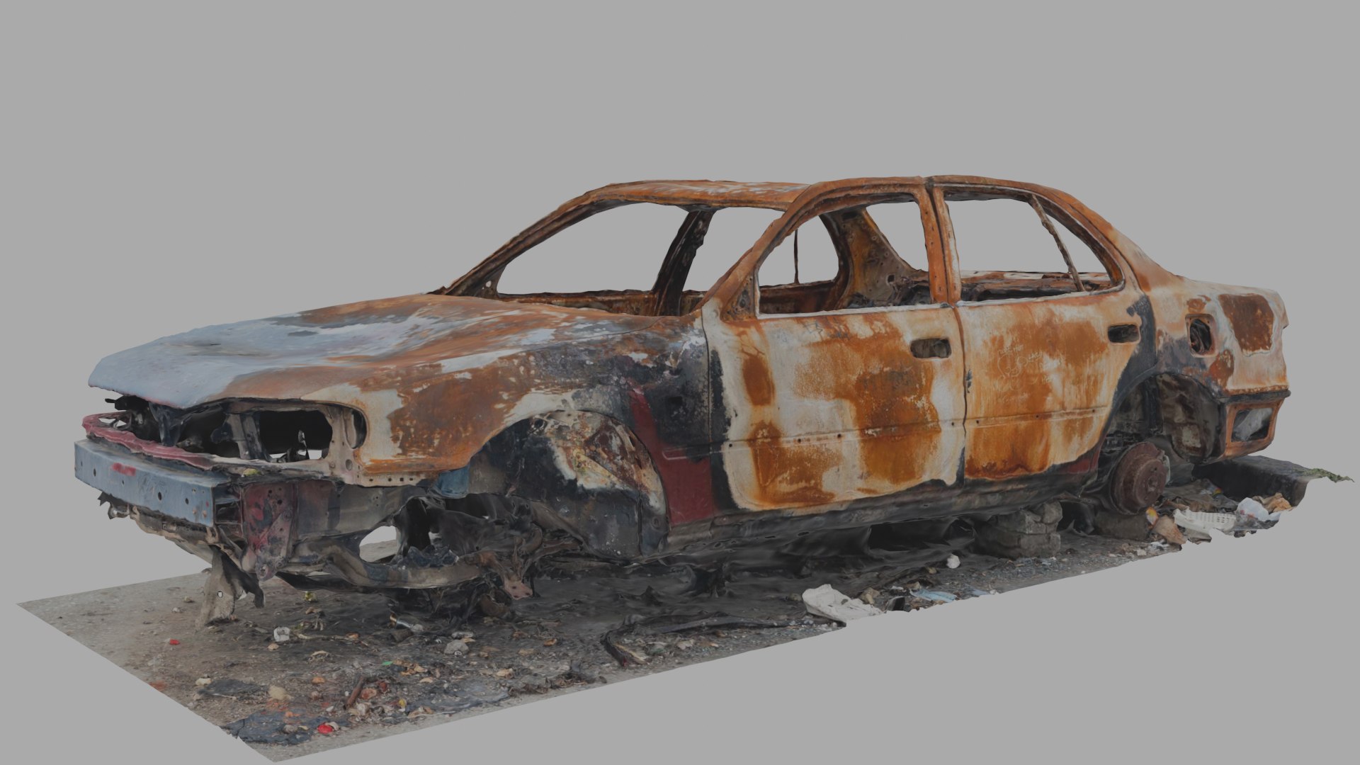 3D Model Old Rusted Cars - TurboSquid 2208188