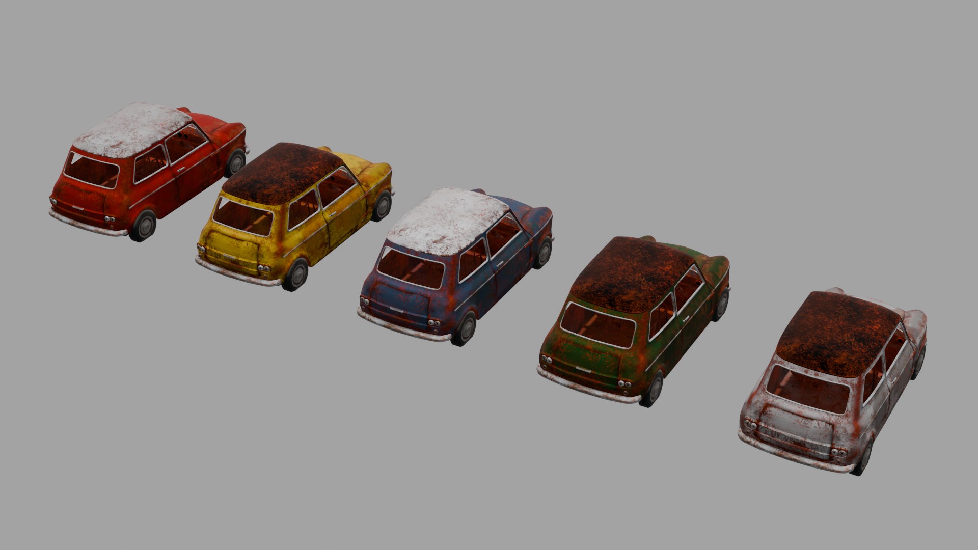 3D Model Old Rusted Cars - TurboSquid 2208188