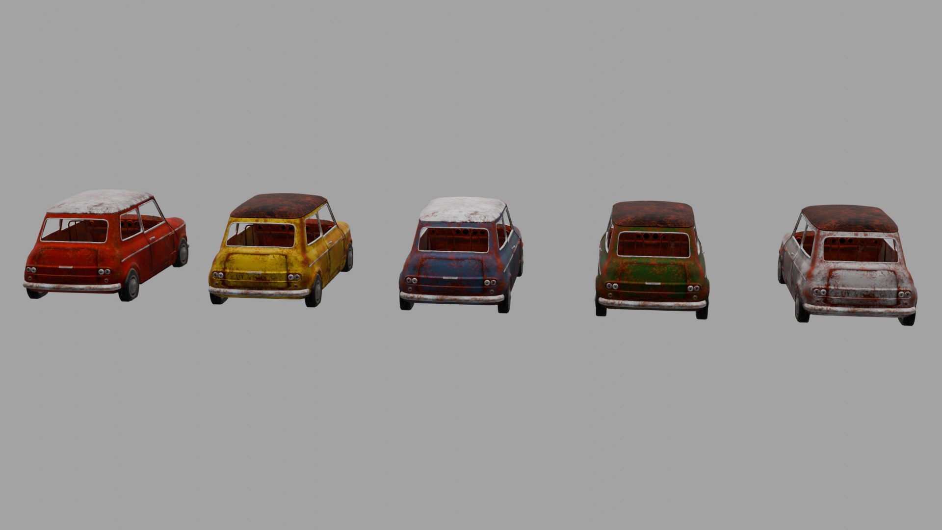 3D Model Old Rusted Cars - TurboSquid 2208188