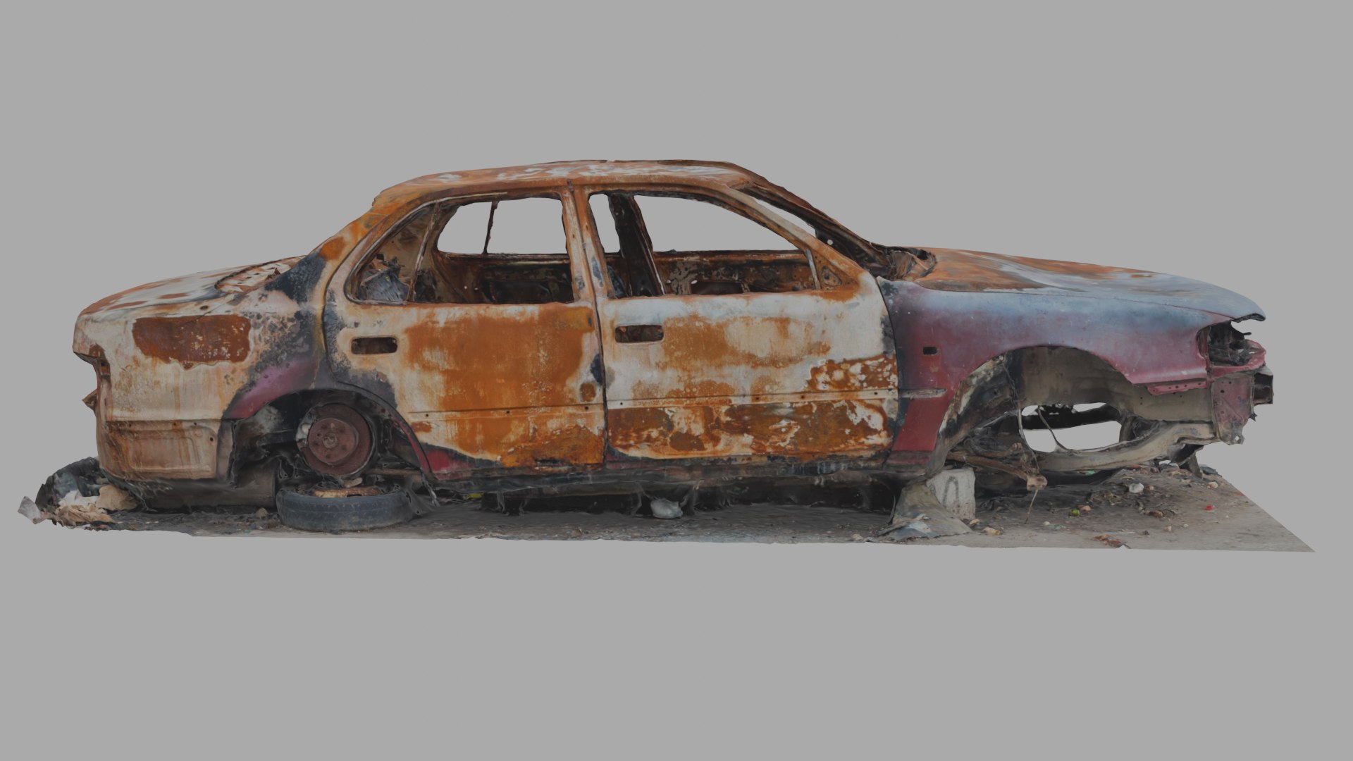 3D Model Old Rusted Cars - TurboSquid 2208188
