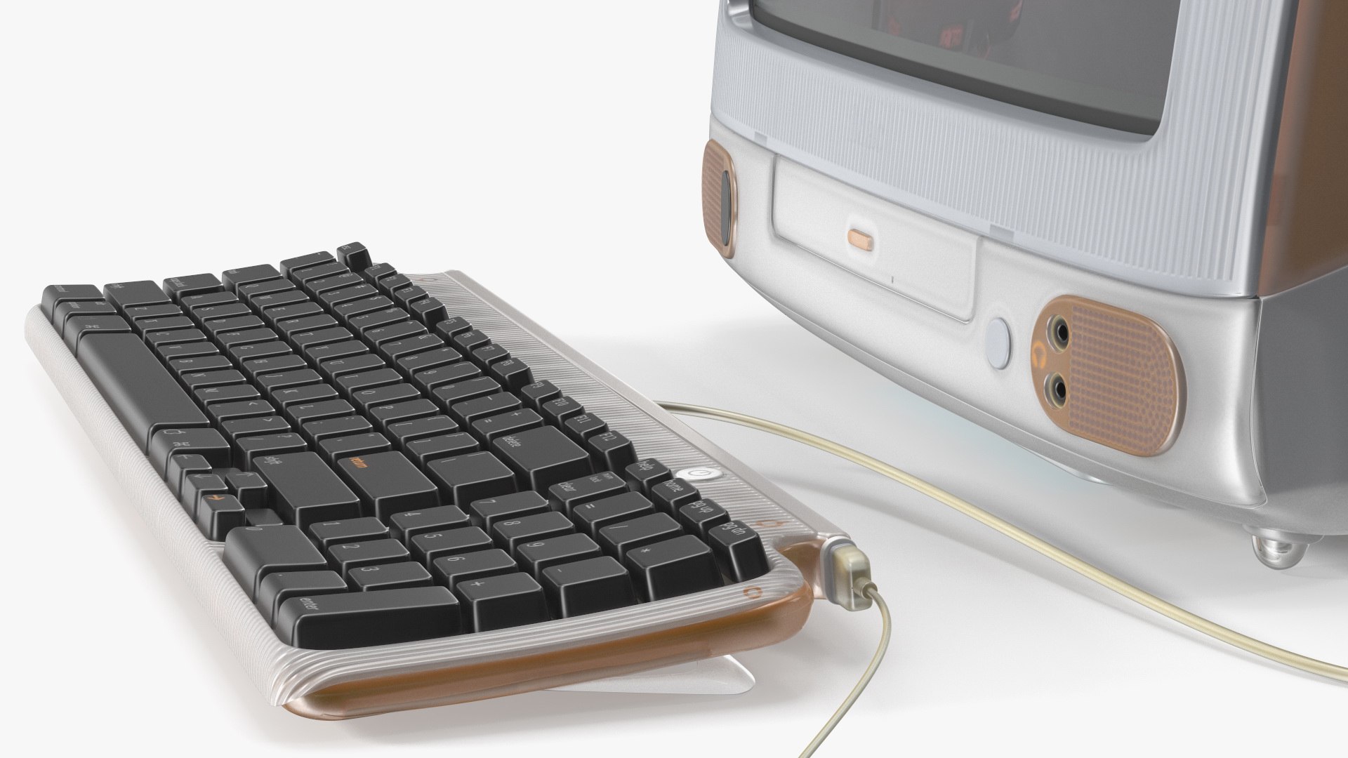 3D Retro Orange Desktop Computer With Stickers - TurboSquid 2383035