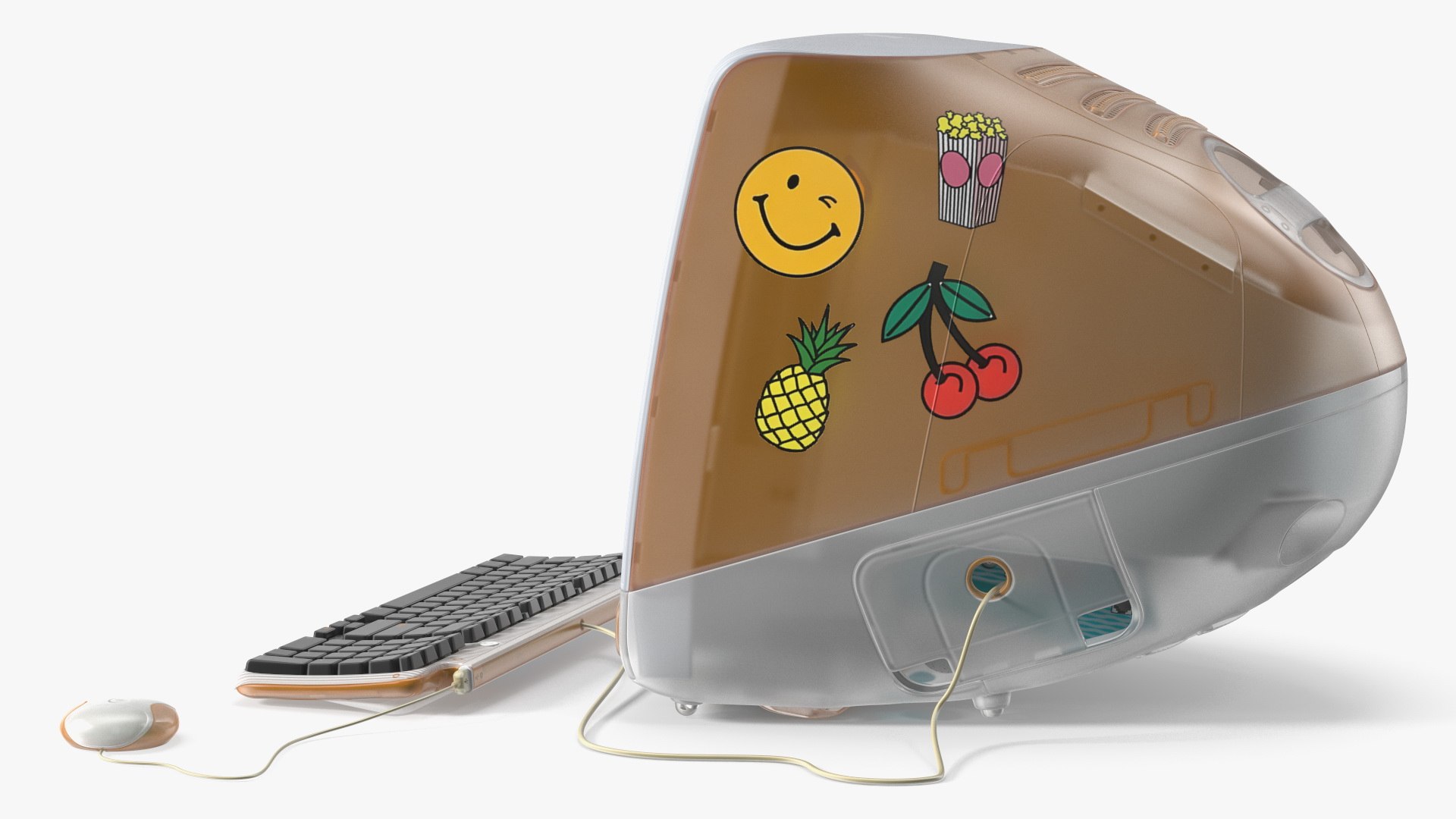 3D Retro Orange Desktop Computer With Stickers - TurboSquid 2383035