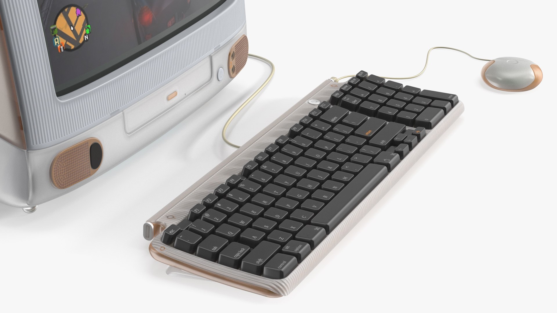 3D Retro Orange Desktop Computer With Stickers - TurboSquid 2383035