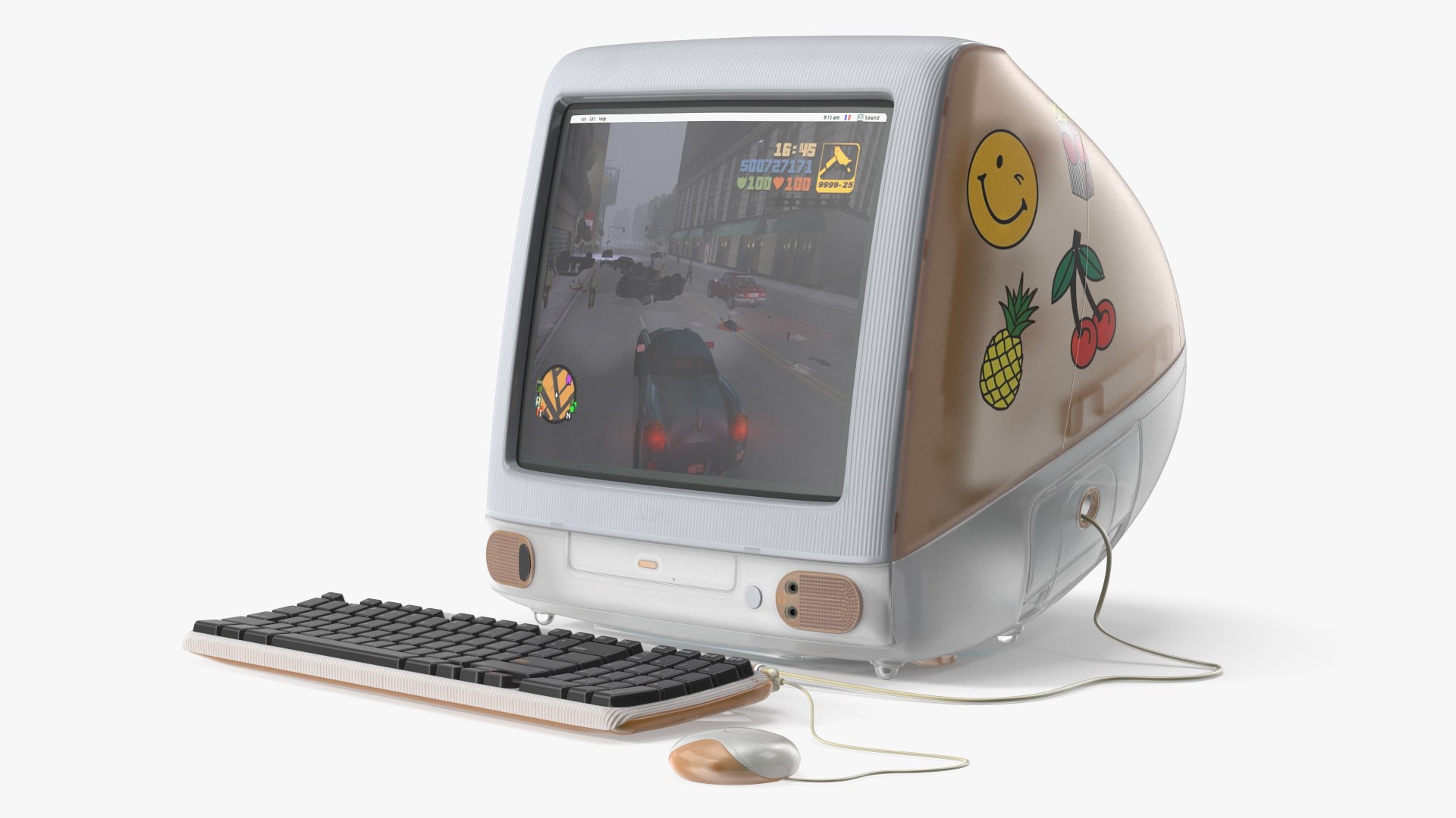 3D Retro Orange Desktop Computer With Stickers - TurboSquid 2383035