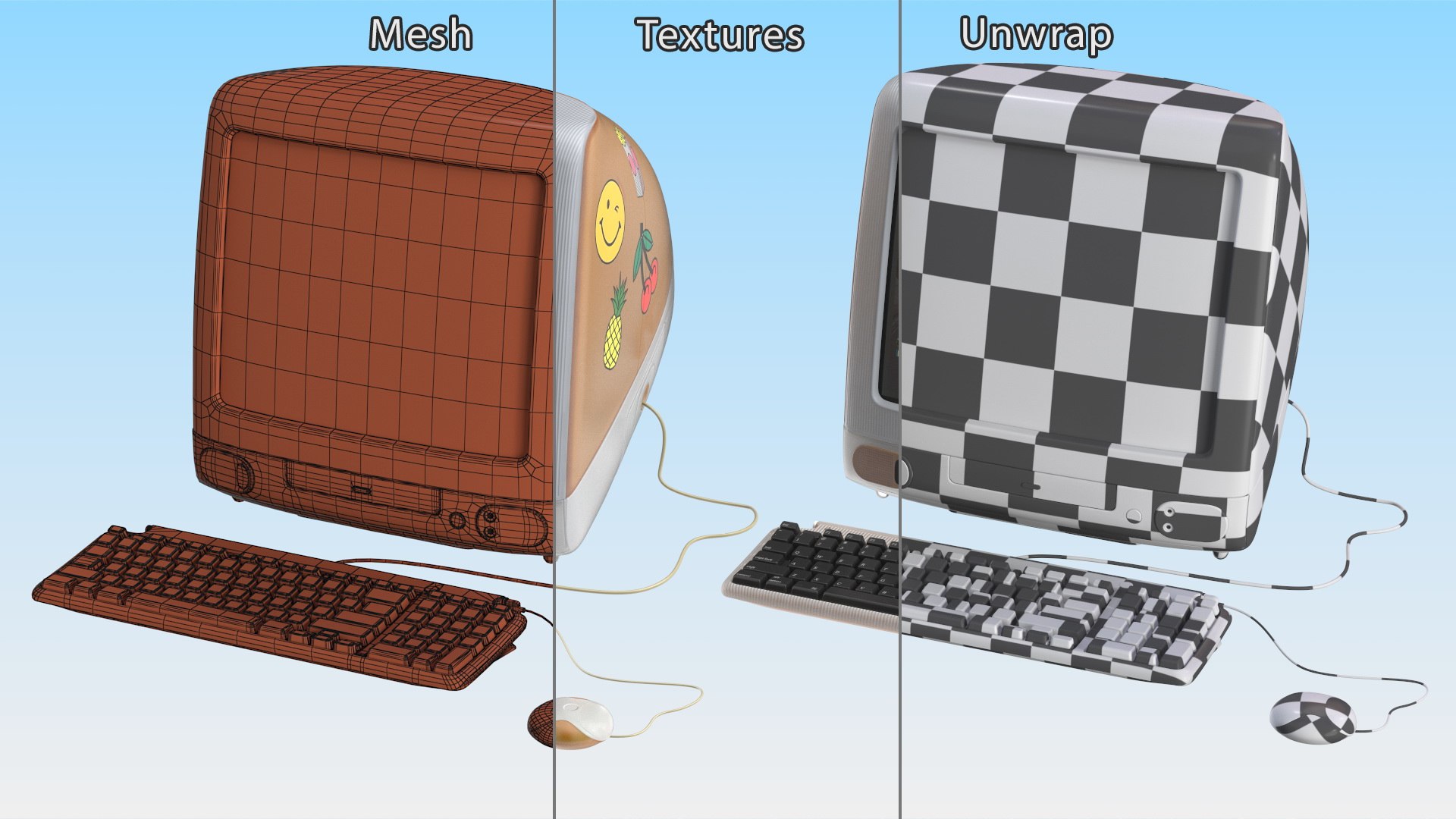 3D Retro Orange Desktop Computer With Stickers - TurboSquid 2383035