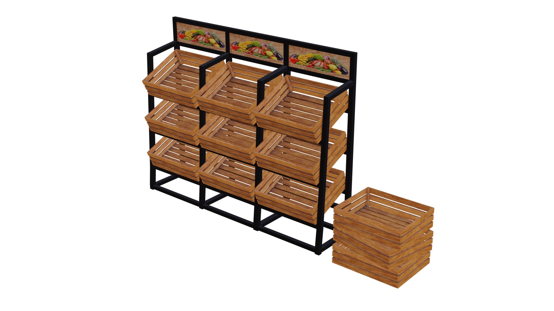 3D Fruit Shelf - Fruit Boxes - TurboSquid 1921715