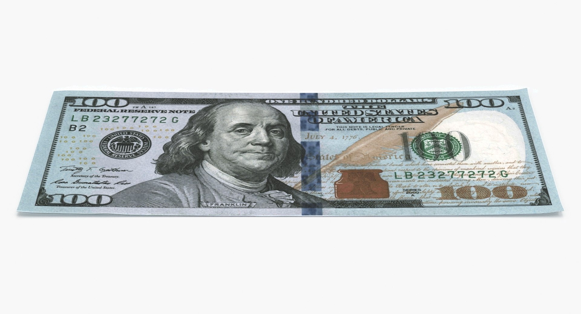 New 100 Dollar Bill 3D Model - TurboSquid 1230788