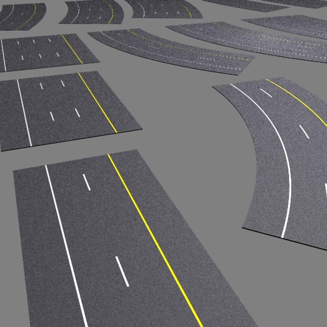 3d Model Basic Highway Set Road