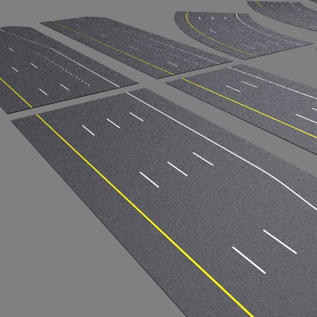 3d Model Basic Highway Set Road